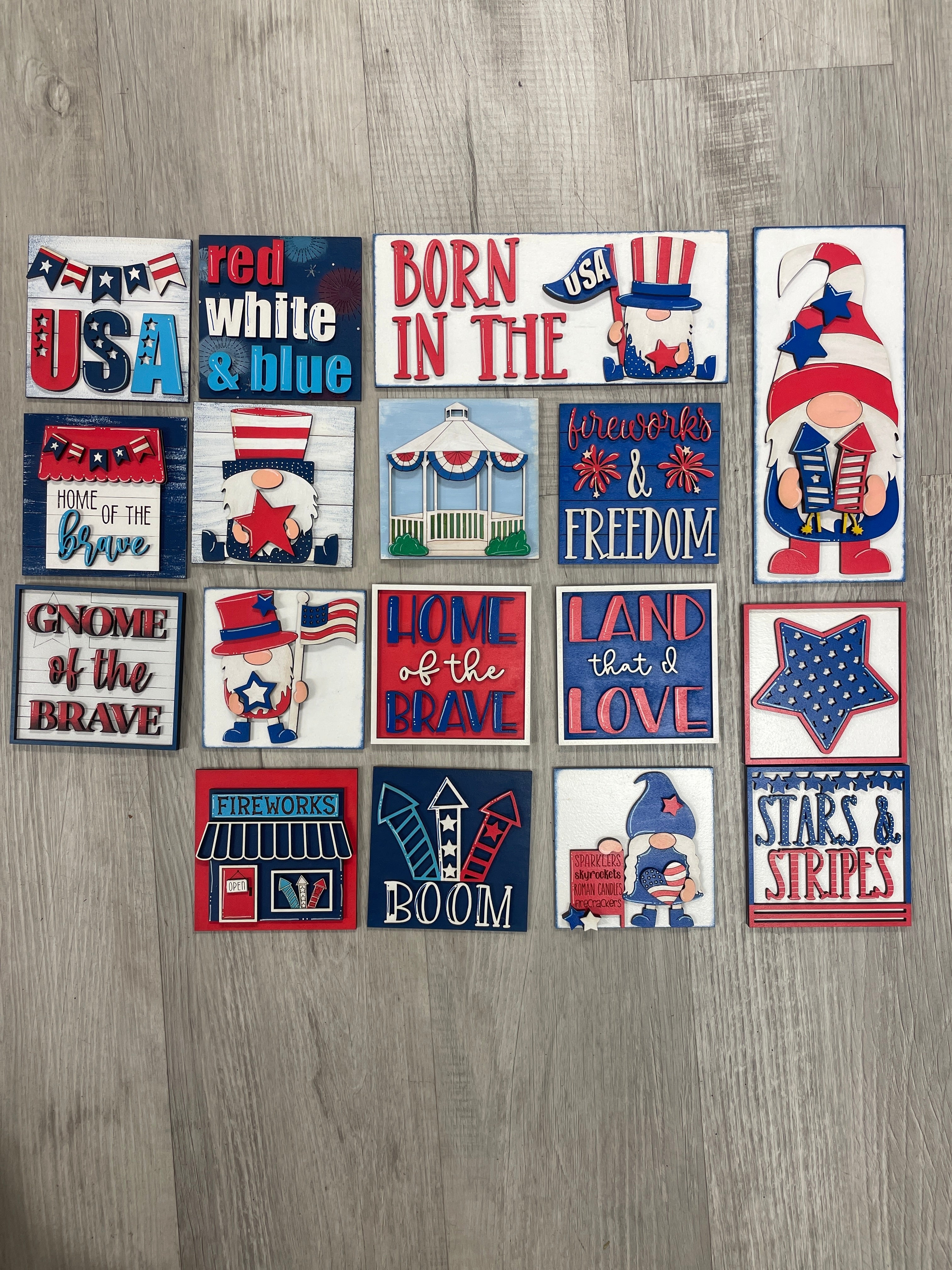 Fourth of July themed interchangeable square and rectangle inserts ...